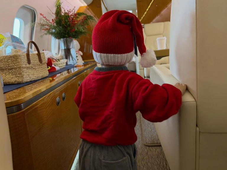 Justin Bieber shares photos of son Jack dressed as Santa on private jet