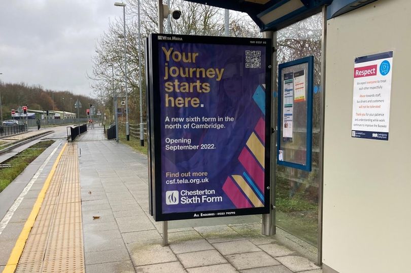 Poster advertising 'new' Cambridge sixth form three years out of date