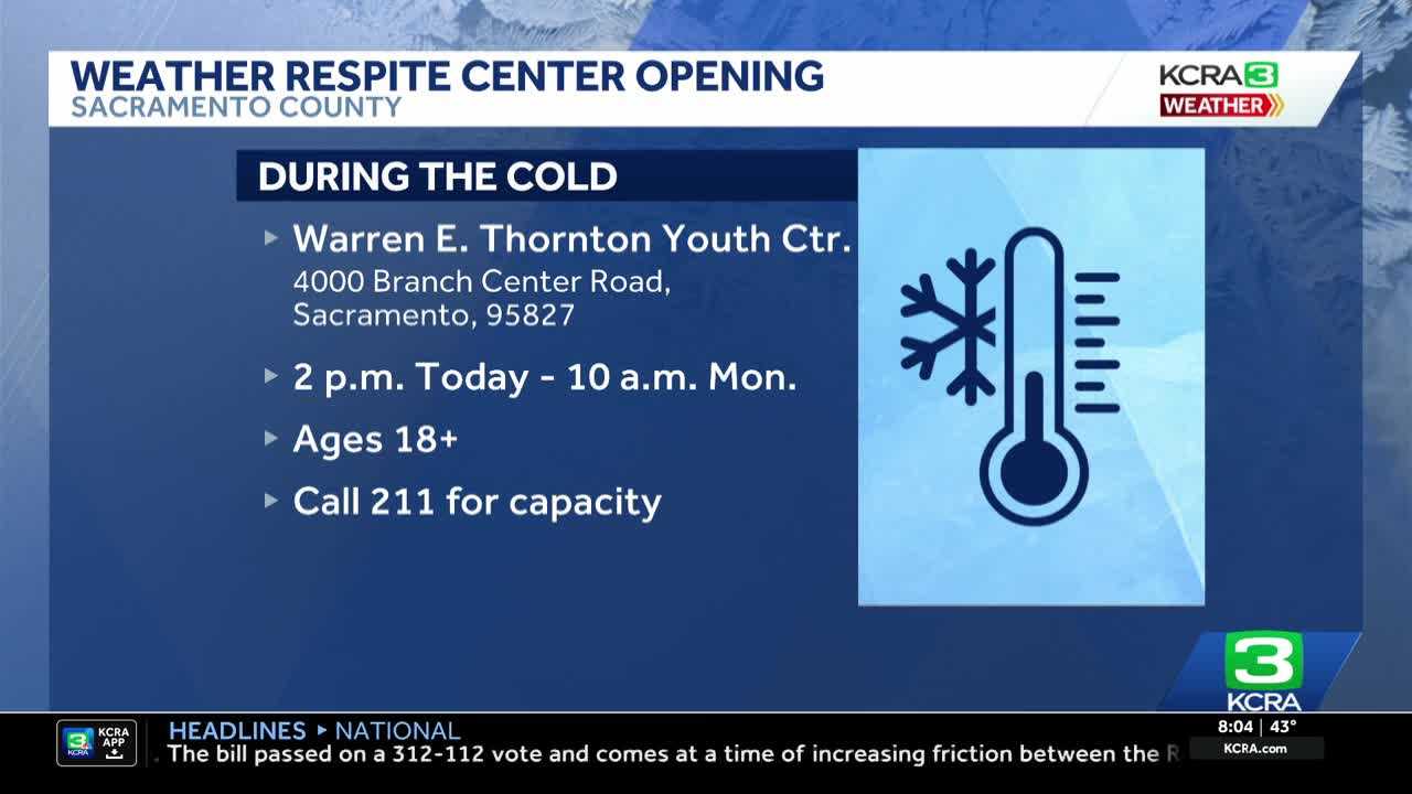 Sacramento County opens weather respite center amid prolonged cold