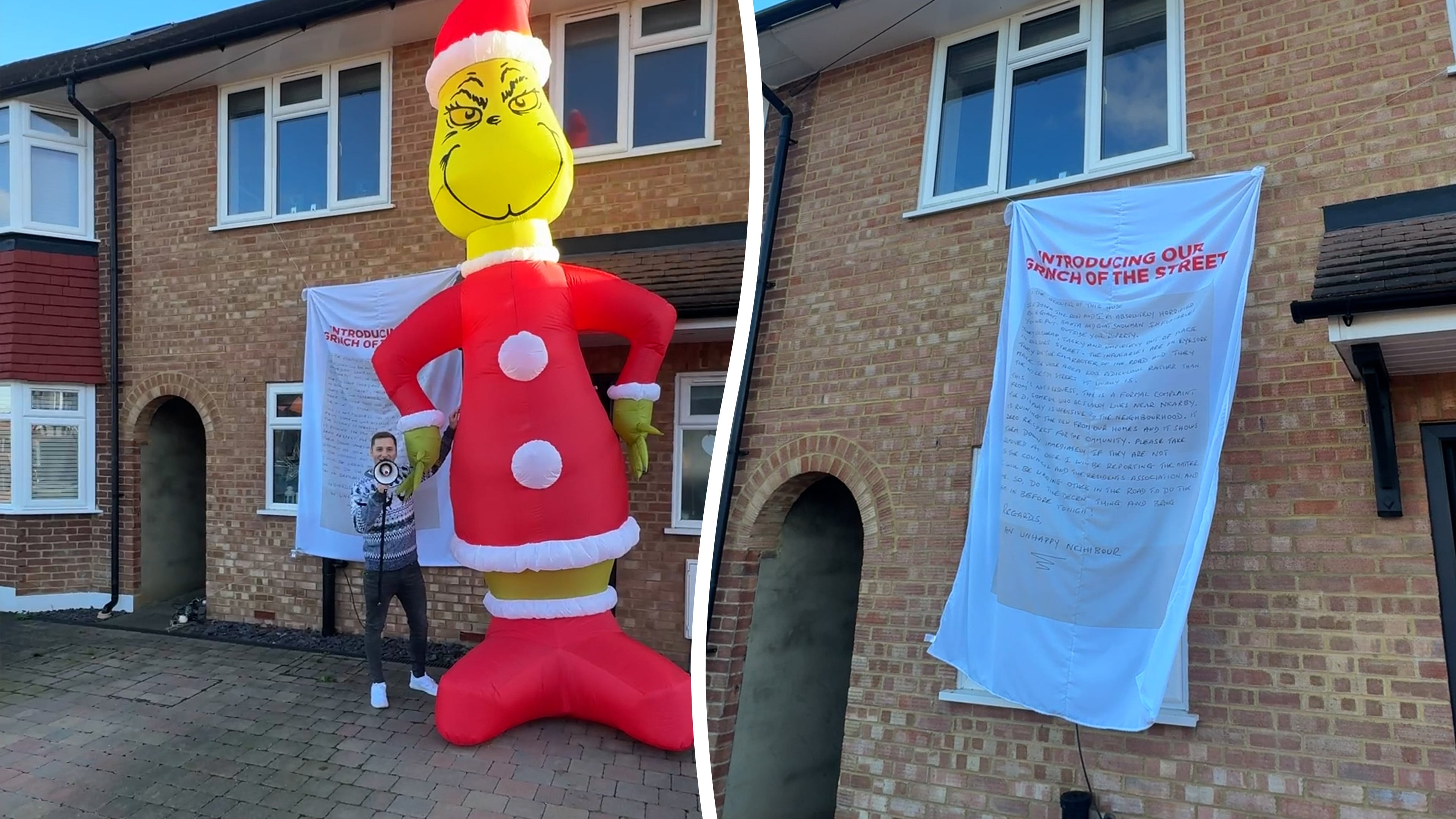 Man puts up 16.5ft Grinch to join festive decorations after angry ...