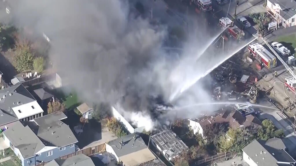Fire burns in residential area near Hayward following reported explosion