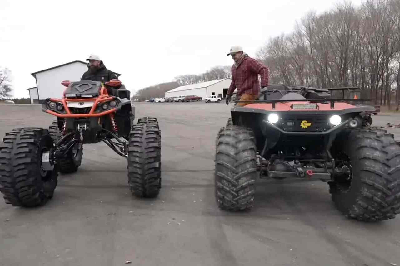 Video: ATV modified by YouTubers challenges giant Russian vehicle