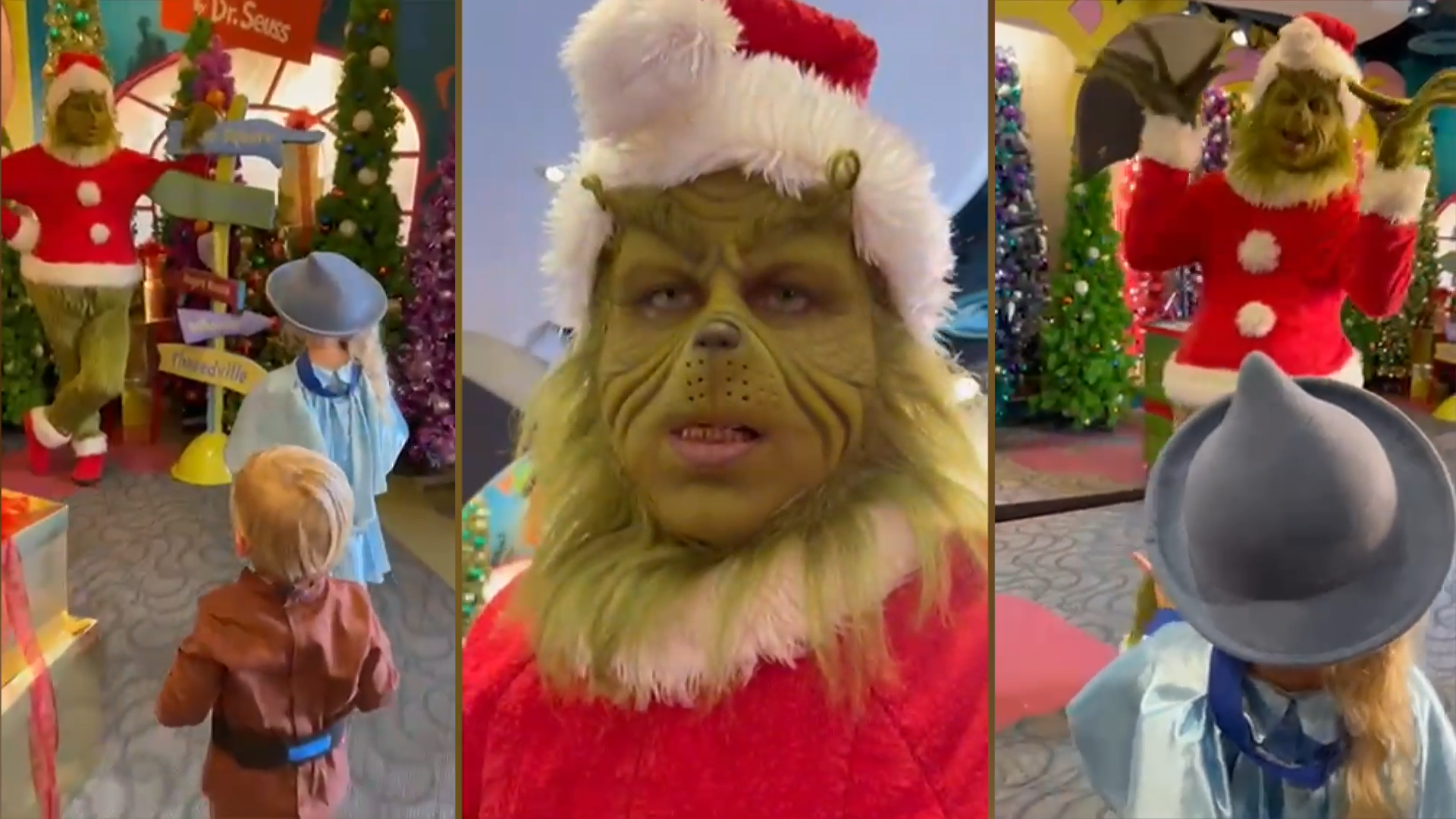 Grinch impersonator shares adorable moment with children