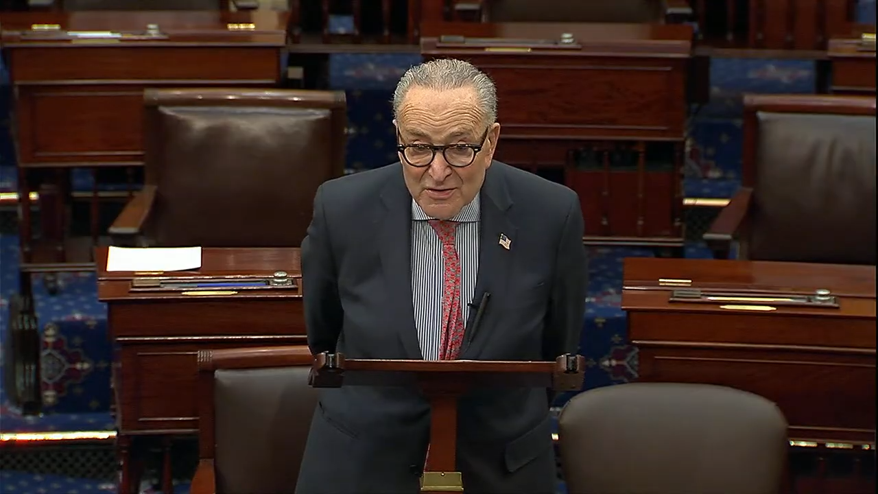 'They continue to bend the knee': Chuck Schumer lambasts GOP colleagues ...