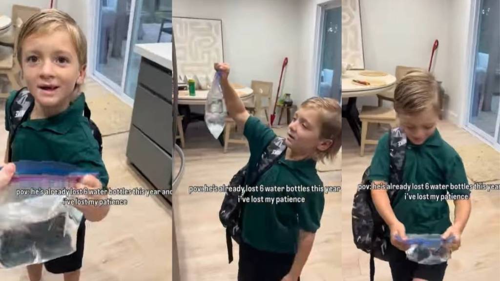 Video: Mom has perfect solution to kid constantly losing water bottle