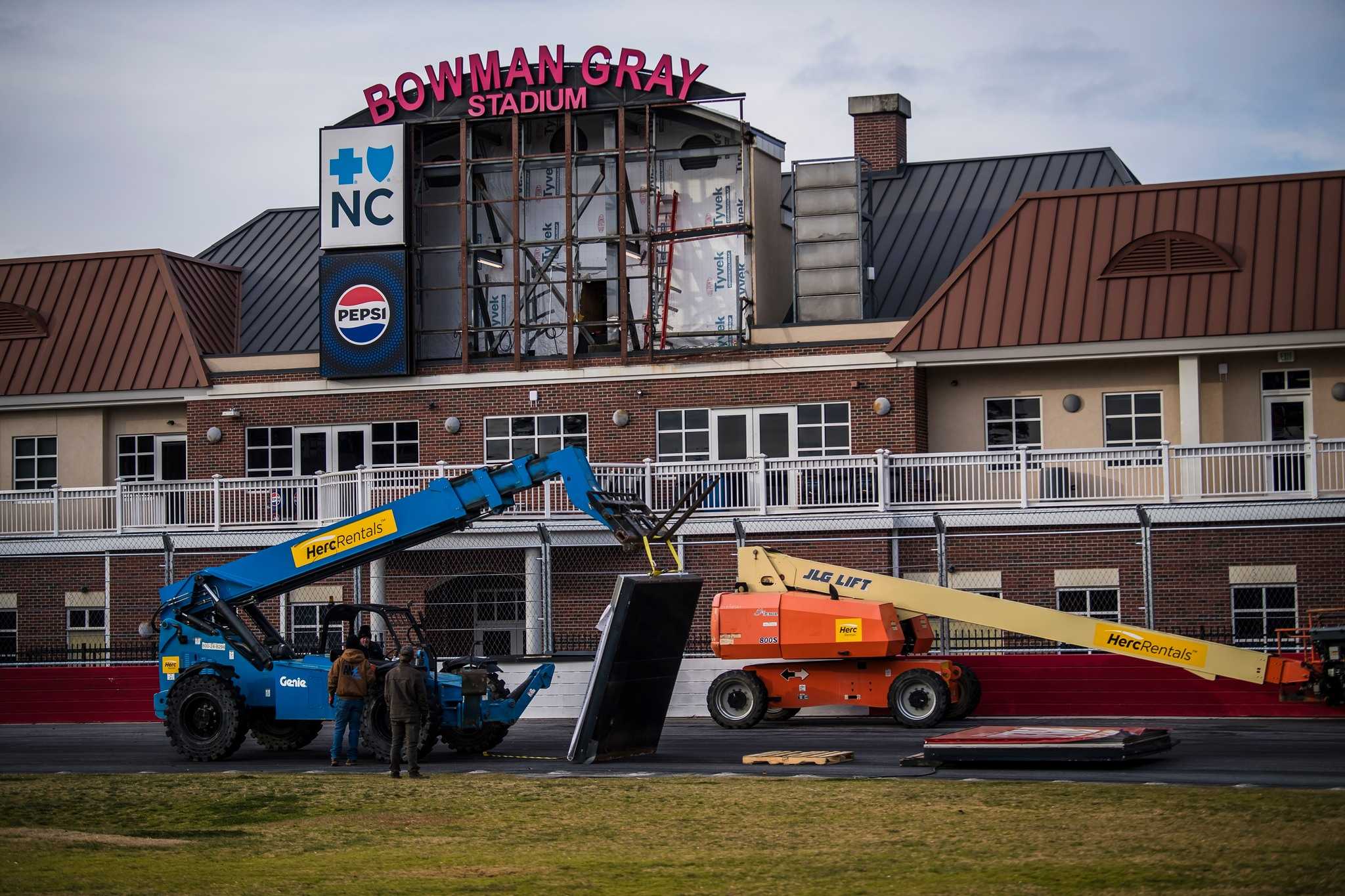 Construction begins on new video board at Bowman Gray Stadium