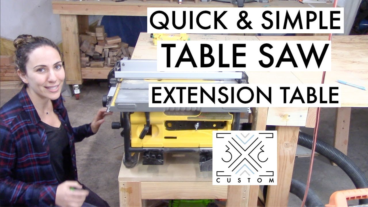 Fold down table saw extension table
