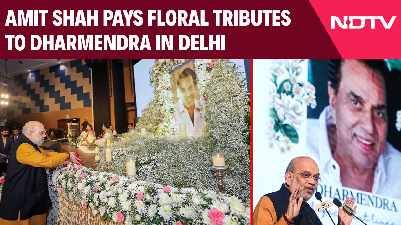 Home Minister Amit Shah pays floral tributes to veteran actor ...
