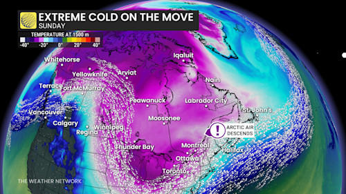 Extreme cold on the move after Canada notches -50C reading