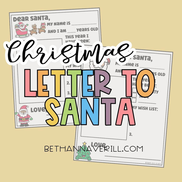Letter to Santa printable for kids
