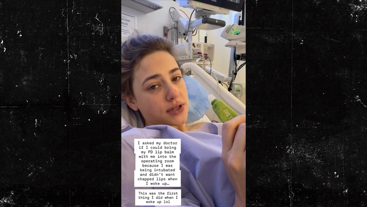 Lili Reinhart applies lip balm following surgery