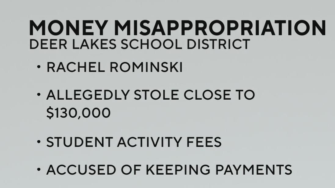 Deer Lakes employee accused of stealing nearly $130,000 from student ...