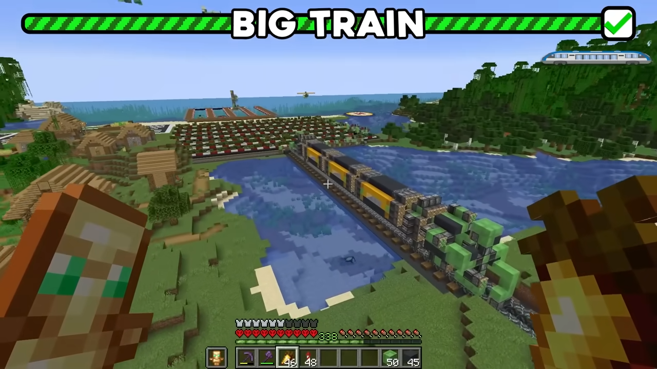 Advanced redstone train mechanism achieved in Minecraft hardcore mode
