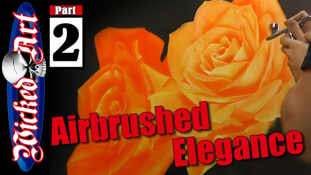 Two roses airbrush painting artwork tutorial part 2