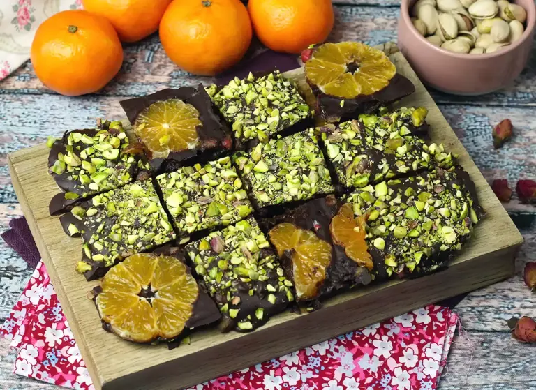 Tablette chocolat pistache et mandarine, la douceur parfaite pour l'hiver