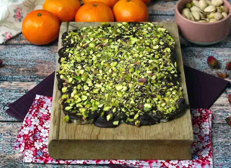 Tablette chocolat pistache et mandarine, la douceur parfaite pour l'hiver