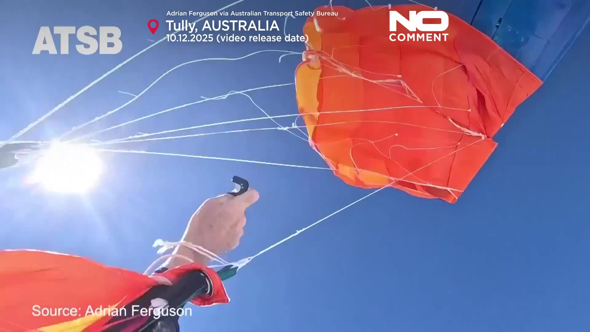 Skydiver dangles at 4,500 metres after parachute catches on plane’s tail