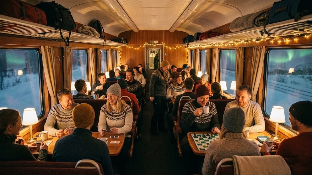 Life can't be boring for the crew on this Arctic sleeper train
