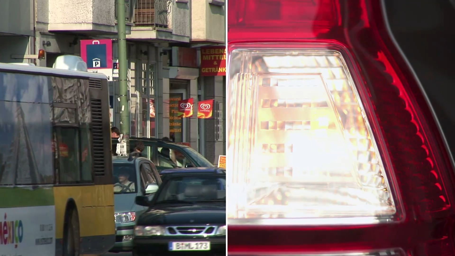 Bus mit eingeschaltetem Warnblinker: Viele Autofahrer reagieren falsch