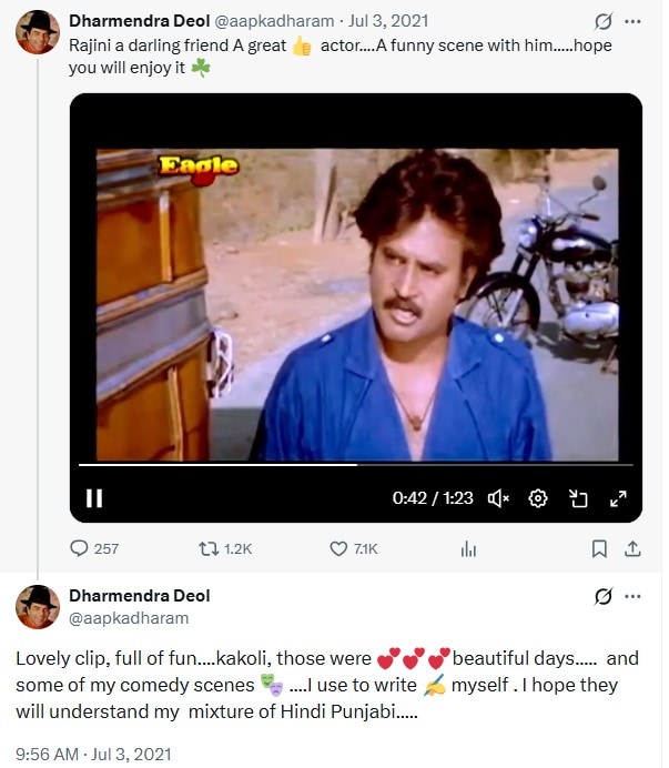 When Dharmendra recalled a funny scene with "darling friend ...