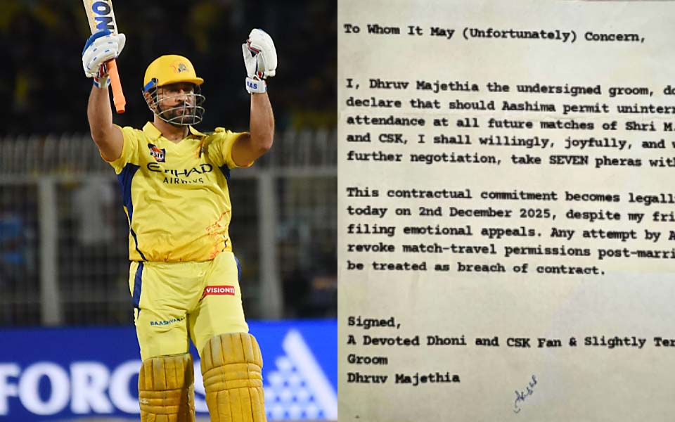 Seven pheras for Thala - CSK fan’s hilarious wedding contract goes viral