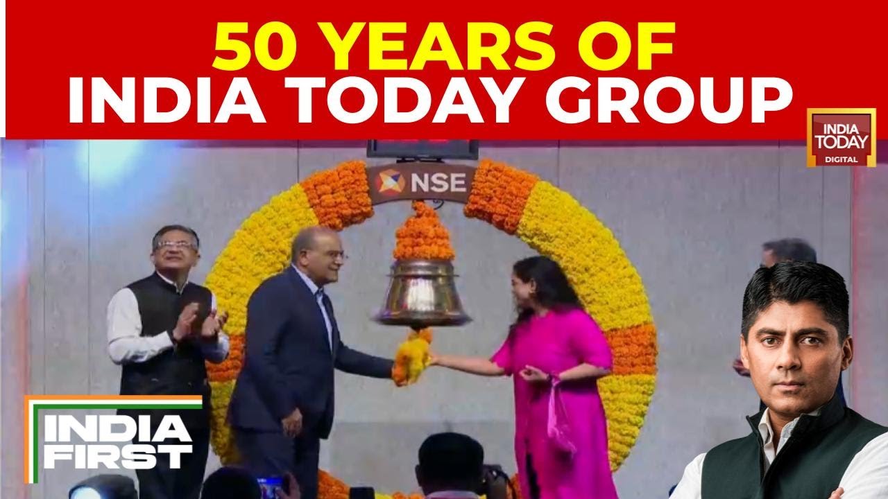 India Today Group rings NSE bell to mark 50 years; Aroon Purie ...