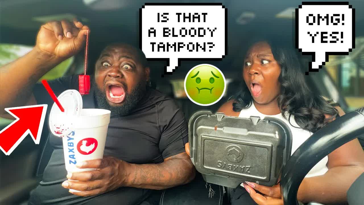 My husband found a tampon in his drink prank