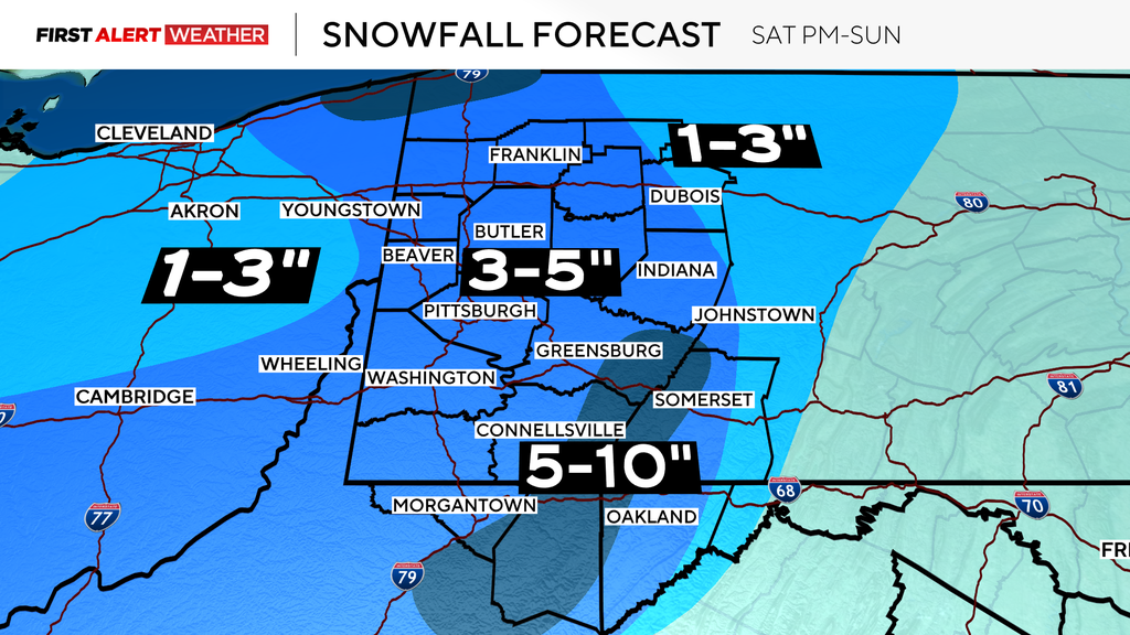 Map shows how much snow the Pittsburgh area could get this weekend with ...