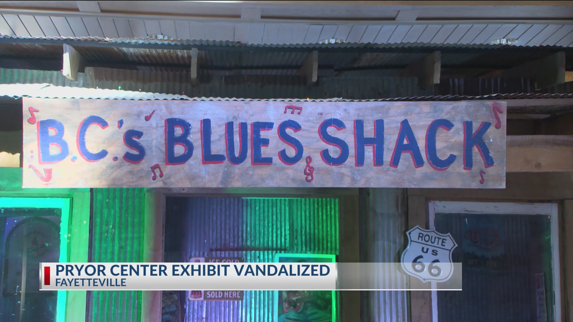 Pryor Center exhibit vandalized with hate symbol