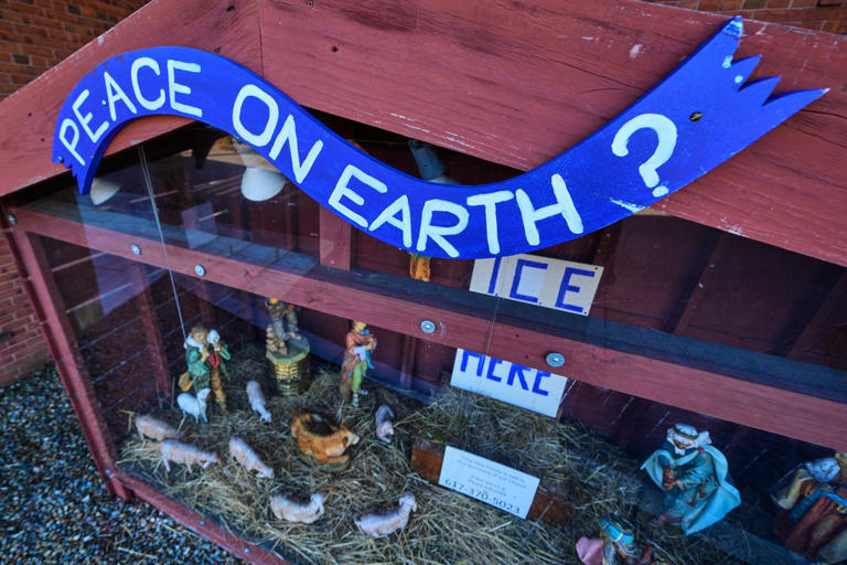 Church nativity scenes add zip ties, gas masks and ICE to protest ...