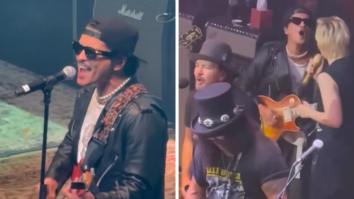 Bruno Mars performs 'Smells Like Teen Spirit' with Slash, Duff McKagan ...