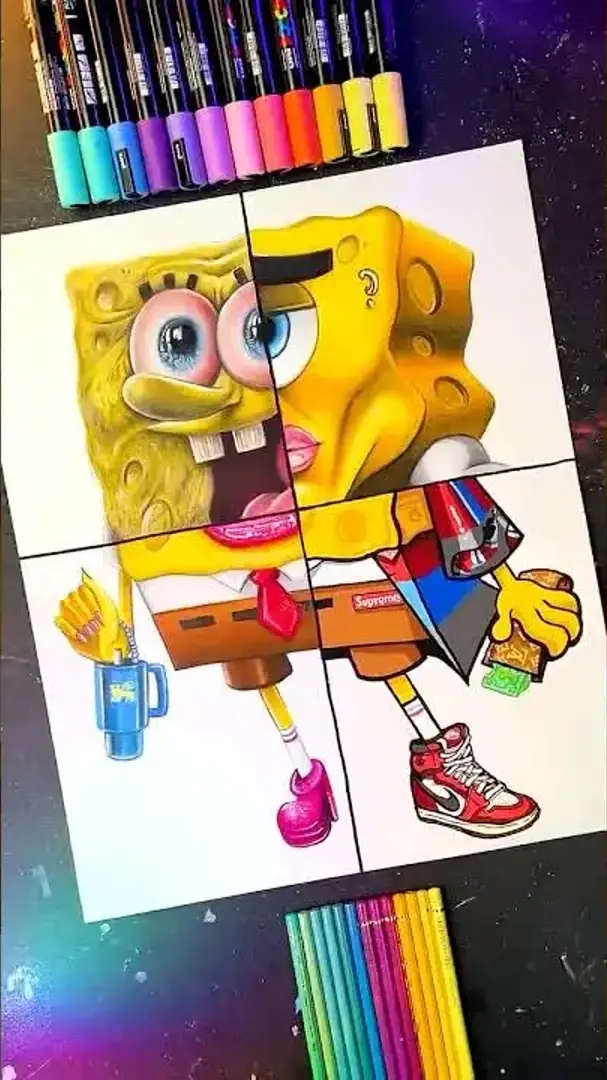 Drawing SpongeBob in 4 styles (drip - finale!)