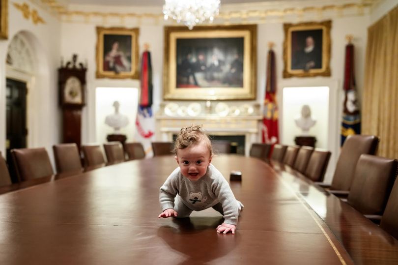Tiffany Trump's baby crawls all over White House Oval Office as fans ...