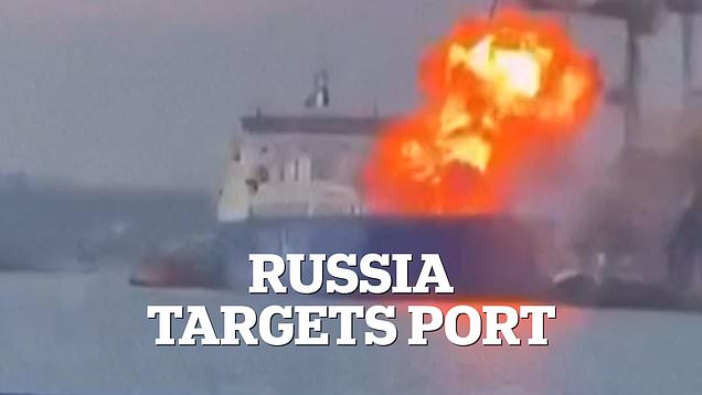 Russian strike on two Ukrainian ports damages three vessels