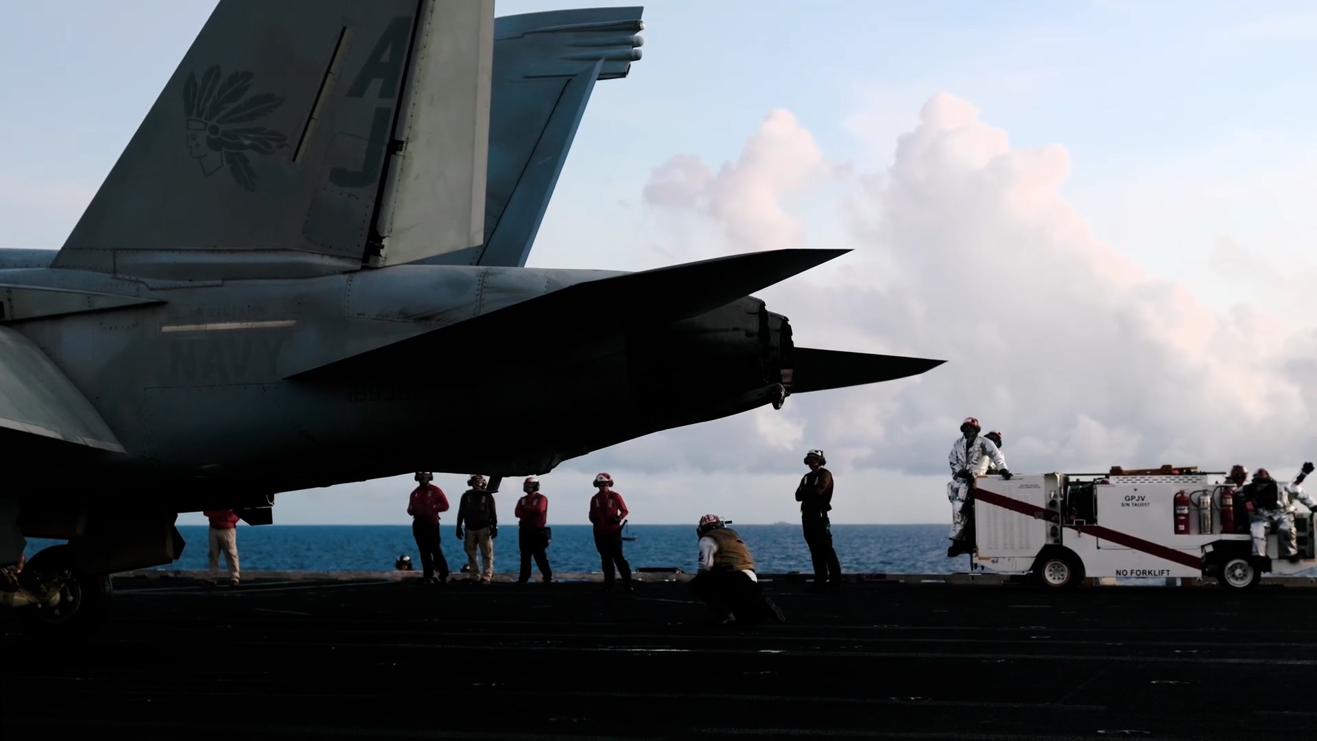 USS Gerald R Ford conducts night flight operations