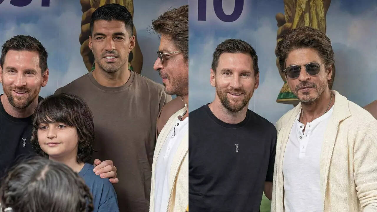 Shah Rukh Khan and AbRam meet Lionel Messi as fans erupt in cheers - watch