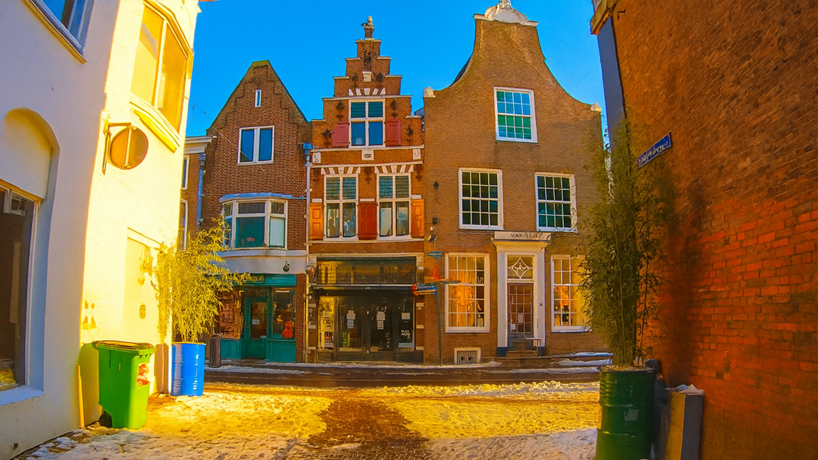 Hoe ziet een middeleeuwse Nederlandse stad eruit in de winter?