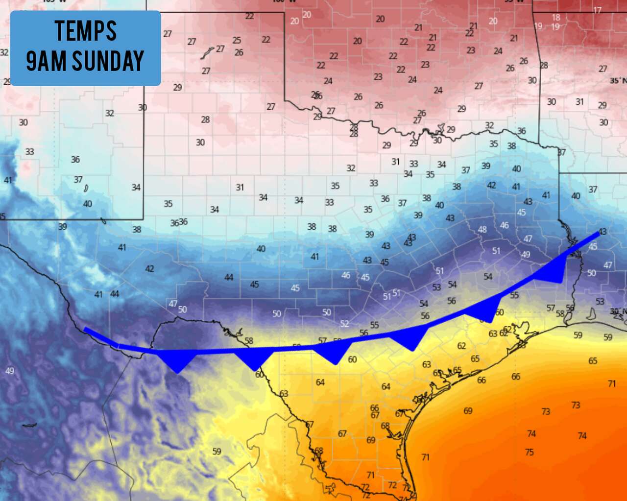 Arctic cold front will surge through Texas this weekend. Here's when ...