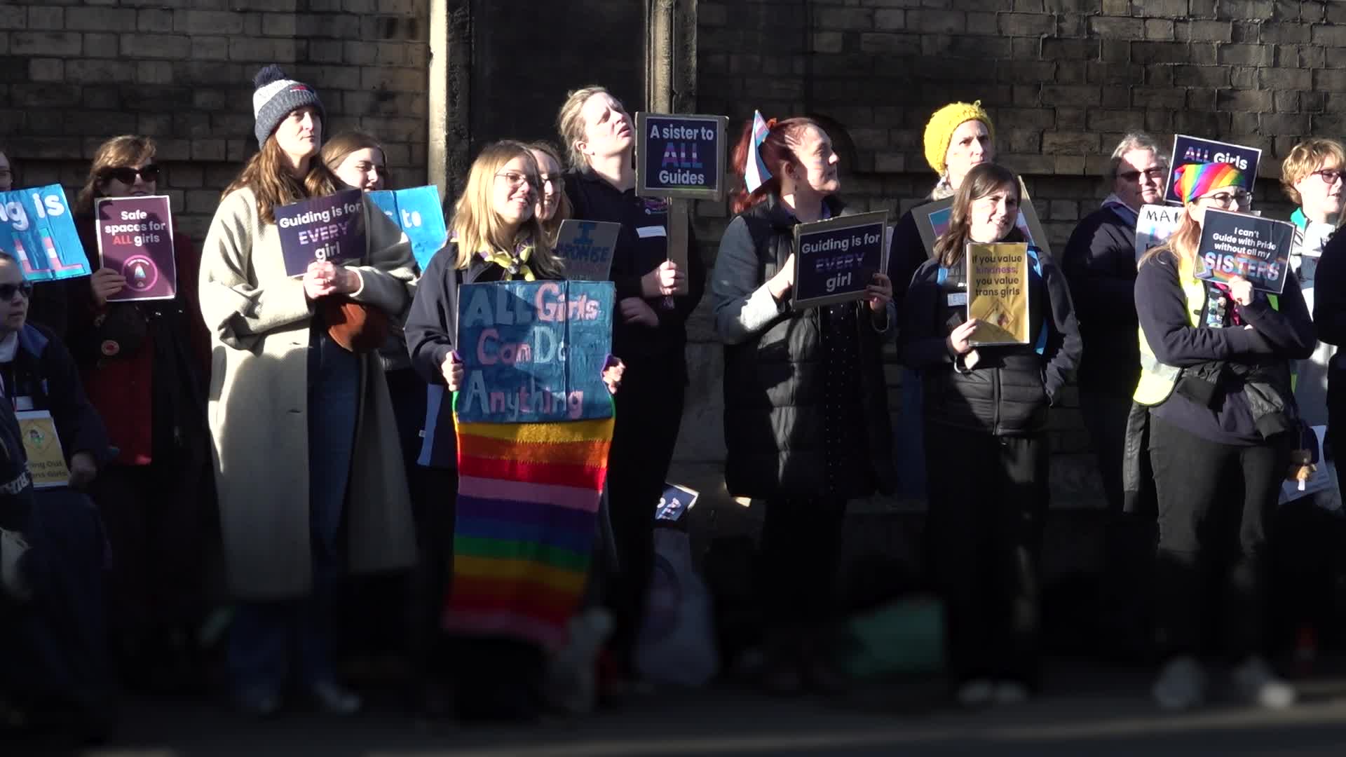 Protest outside Girlguiding HQ in London over new policy to exclude ...