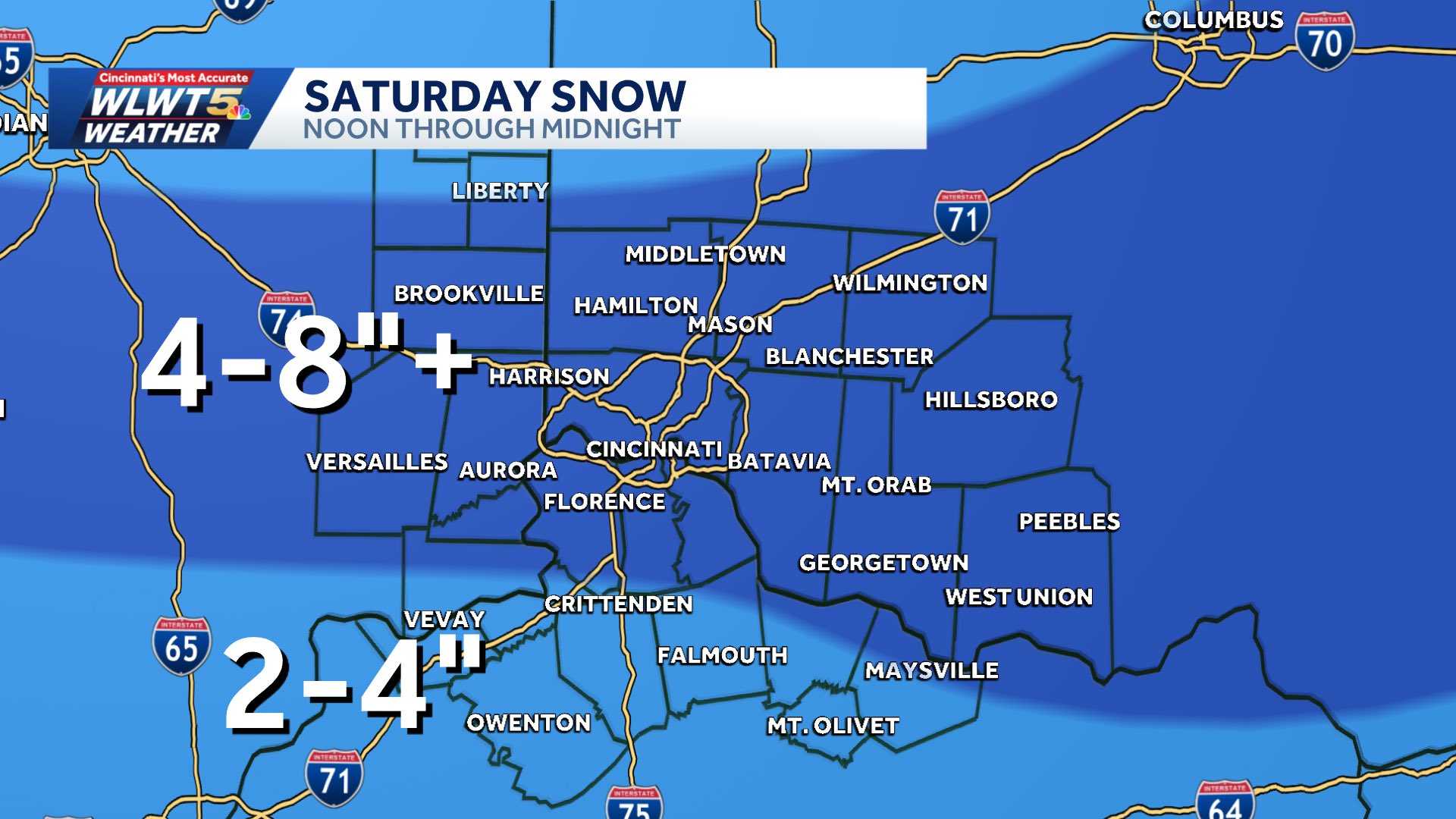 Winter storm warning: Heavy snow brings 4-8+ inches across Cincinnati