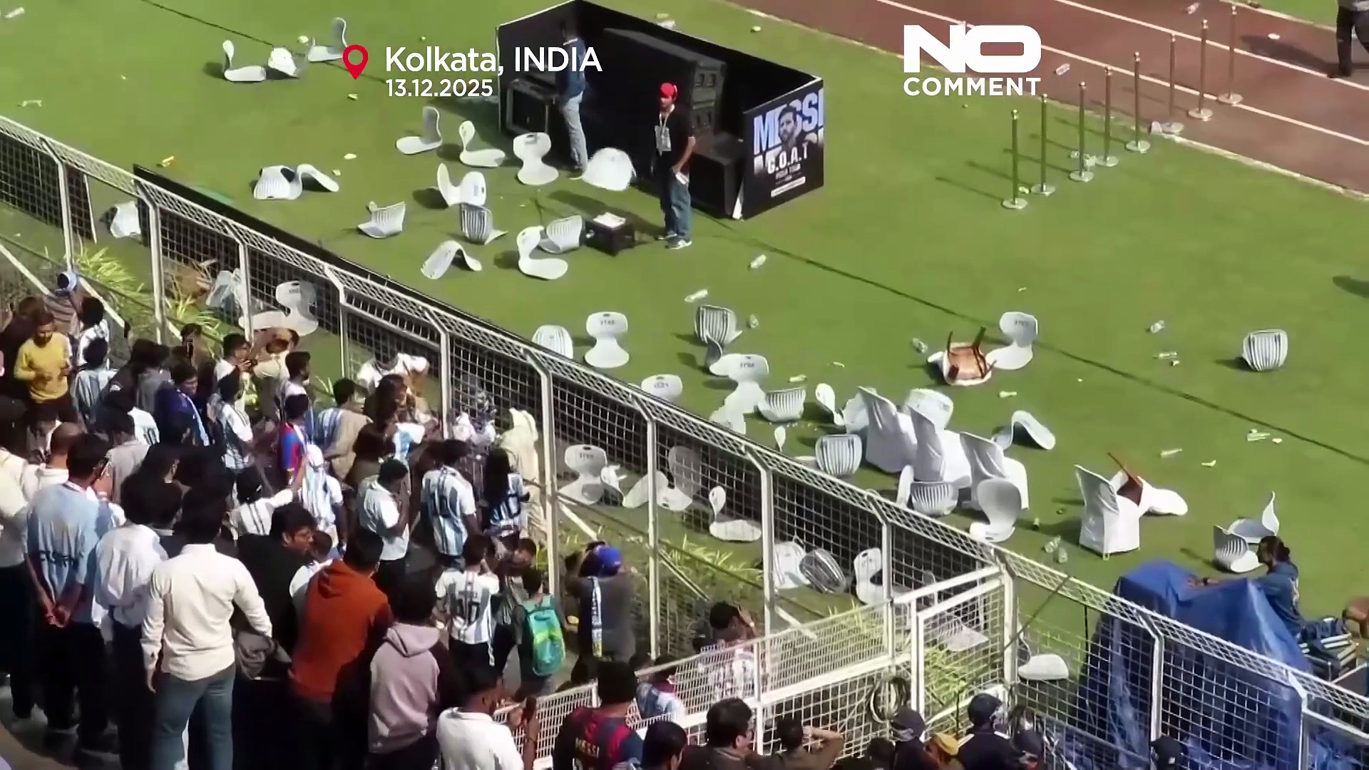 Angry fans throw chairs, invade pitch as Messi GOAT tour starts in India