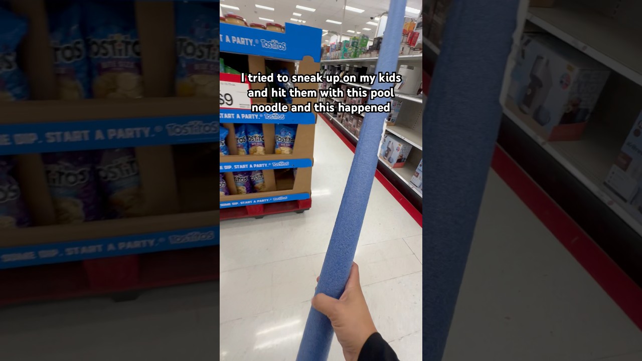 Watch how I prank my kids with a sneaky pool noodle attack