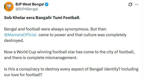 Insult to Bengal: BJP slams Mamata Banerjee over chaos at Messi's ...