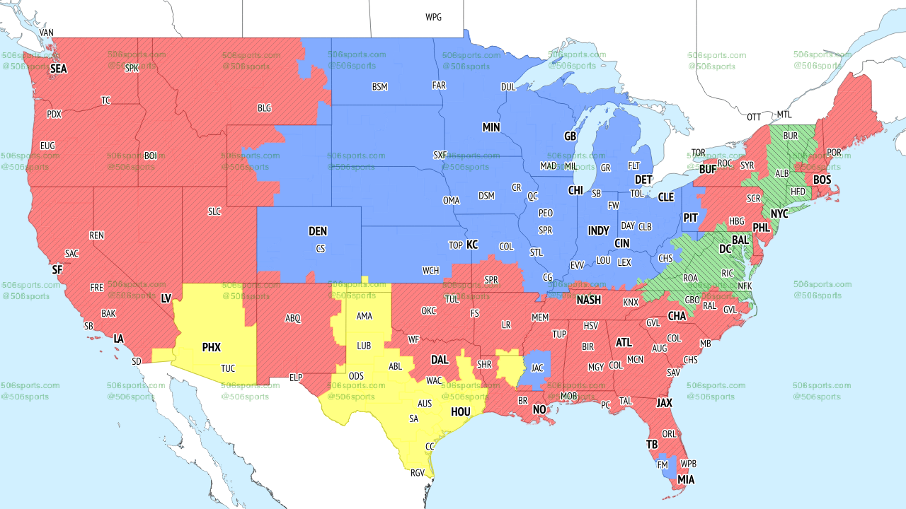TV broadcast map for Bears vs. Browns in Week 15