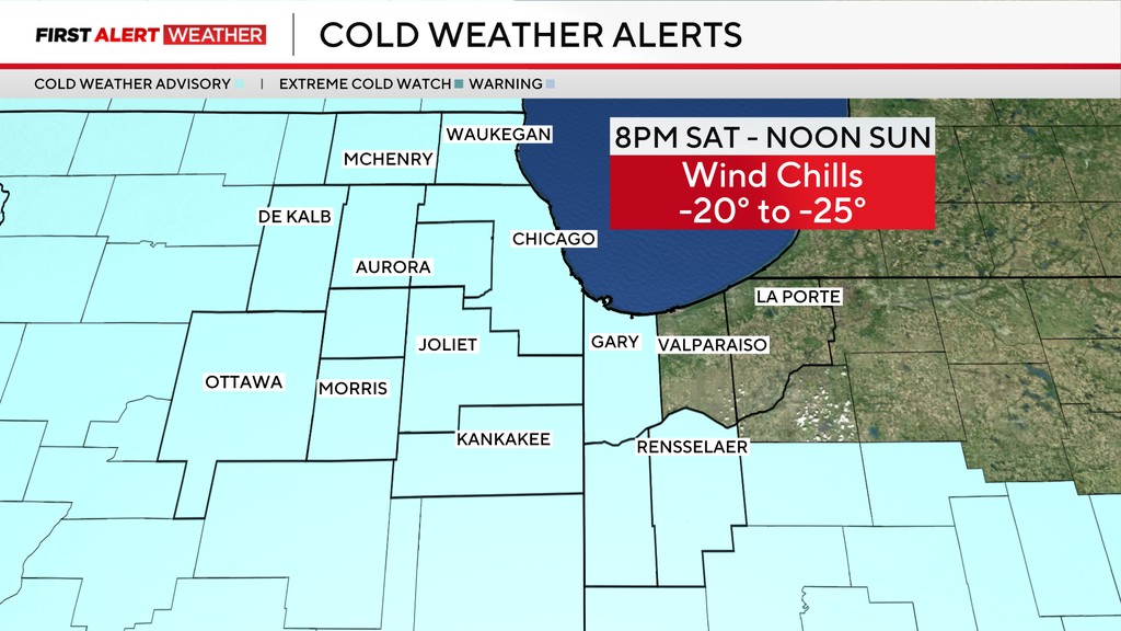 Wind chills below 20 degrees by Saturday night in the Chicago area