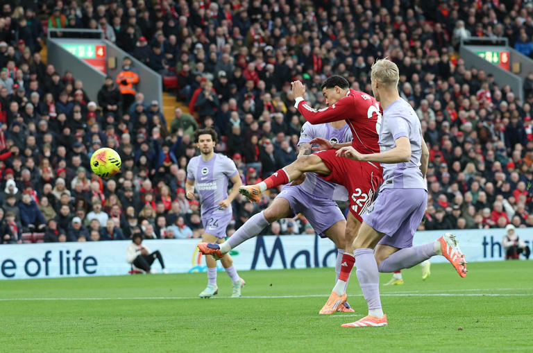 Salah pats badge and applauds fans after possible Liverpool farewell