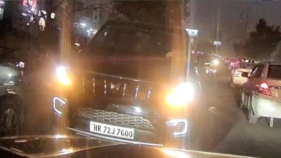 SUV on wrong side blocks another car in Gurugram, driver steps out to ...