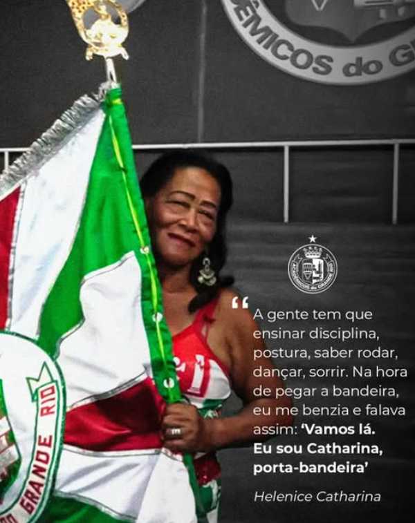 Helenice Catharina, porta-bandeira veterana da Grande Rio, morre aos 76 ...