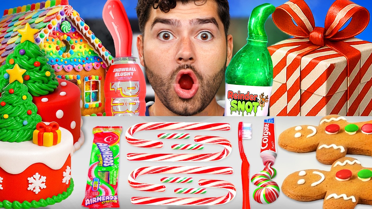 1000 Christmas snacks vs cavities challenge? ASMR mukbang