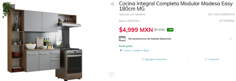 Sears rebaja 35% cocina integral Madesa Easy: diseño moderno y envío ...
